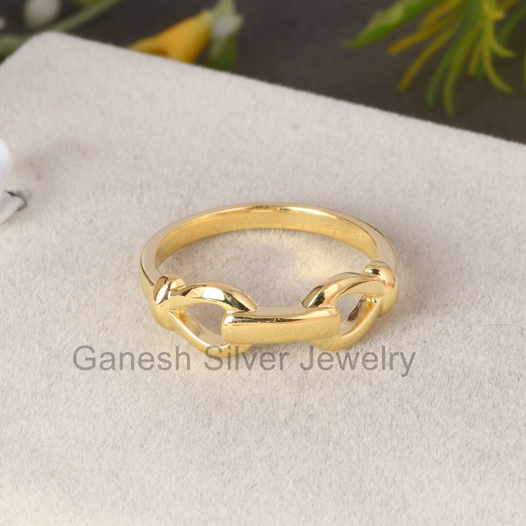 Solid 14K Gold Chain Ring - Link Ring - Knotted Design Ring - Handmade ...