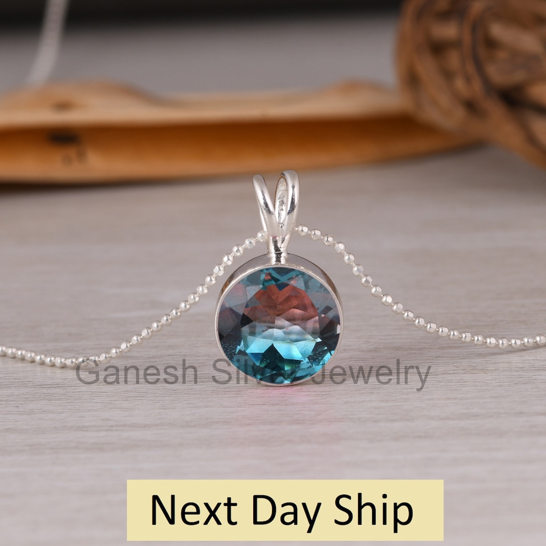 Rare Bio Alexandrite Silver Necklace, Gemstone Necklace With Silver ...