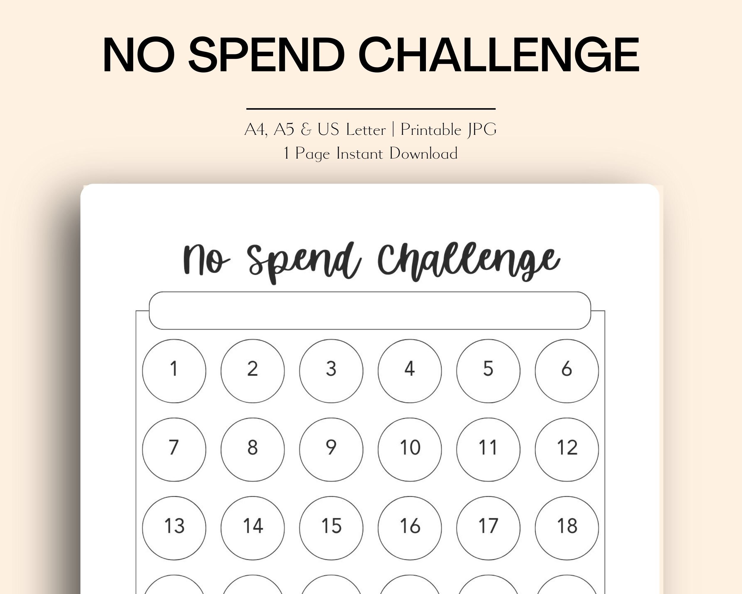 No Spend Challenge Printable 31 Days A4, A5, US Letter & Half Letter ...