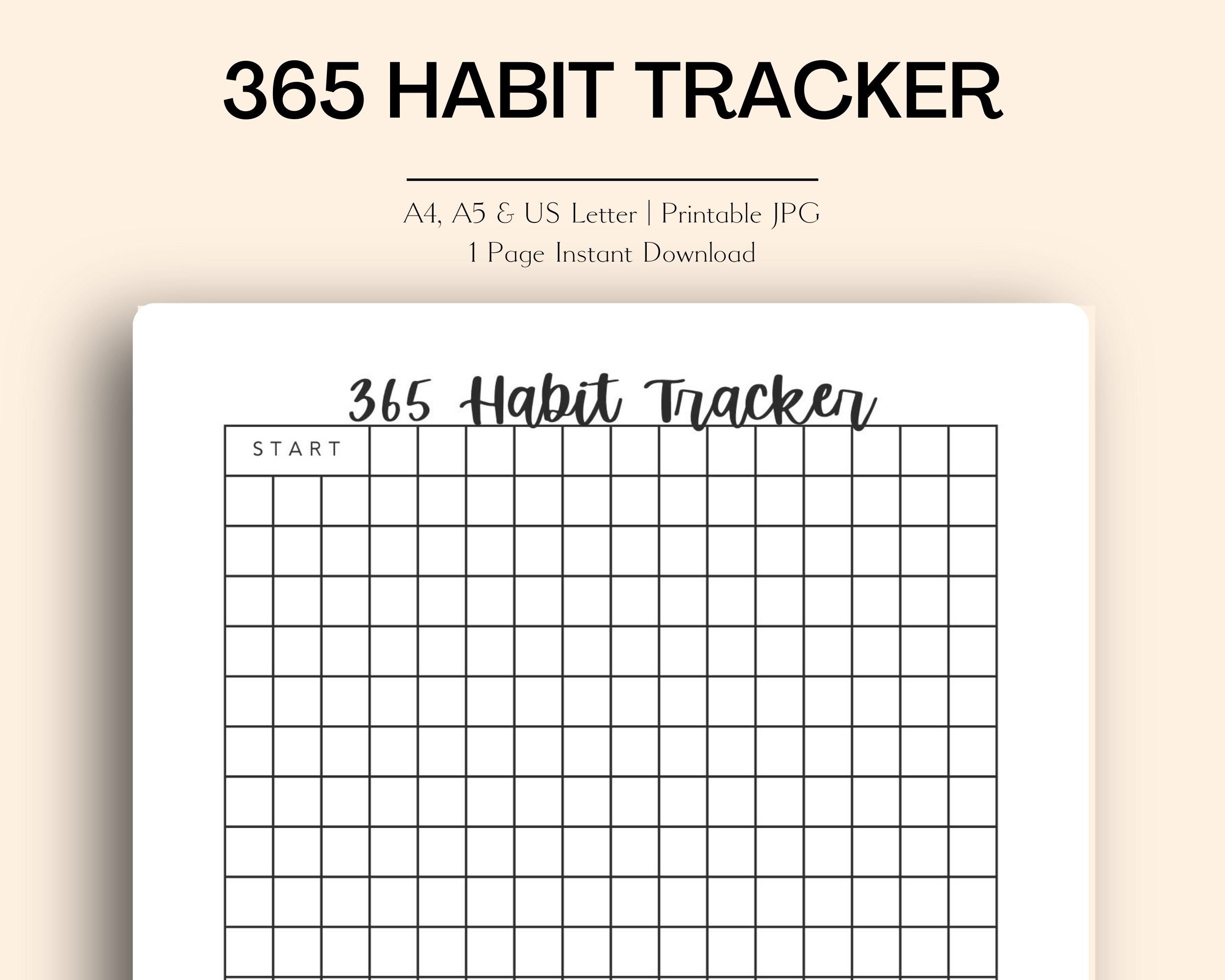 365 Habit Tracker Printable | A4, A5, US Letter & Half Letter Sizes - Etsy