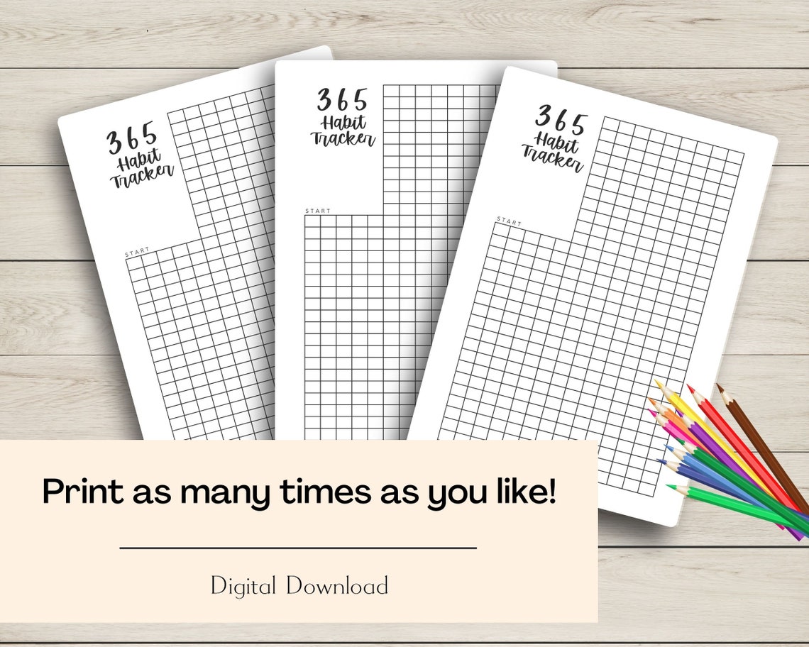 365 Habit Tracker Printable | A4, A5, US Letter & Half Letter Sizes - Etsy