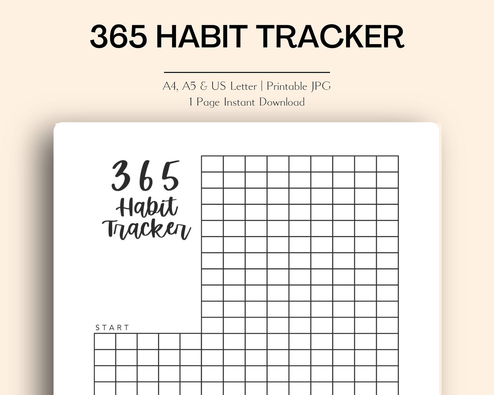 365 Habit Tracker Printable | A4, A5, US Letter & Half Letter Sizes - Etsy