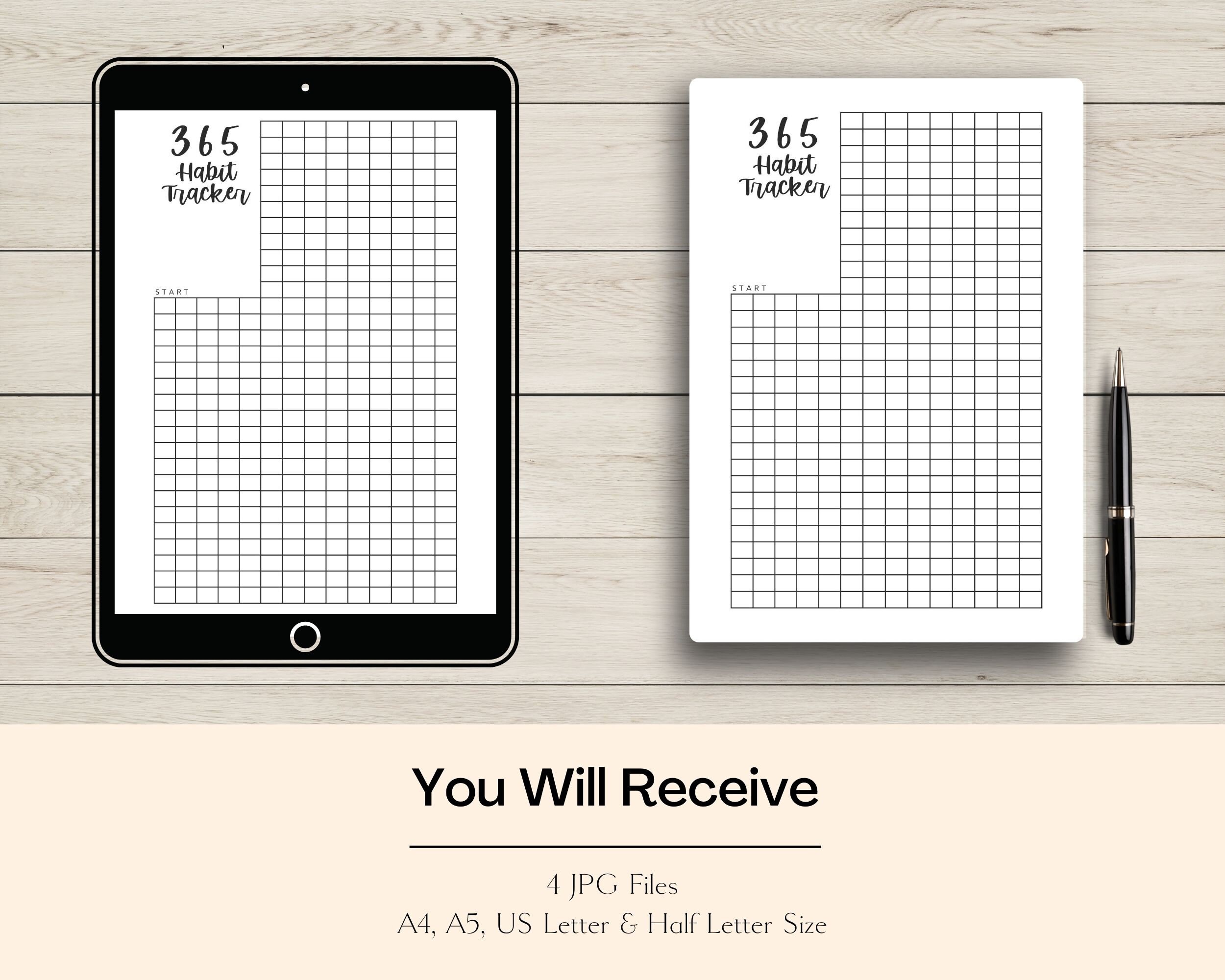 365 Habit Tracker Printable | A4, A5, US Letter & Half Letter Sizes - Etsy