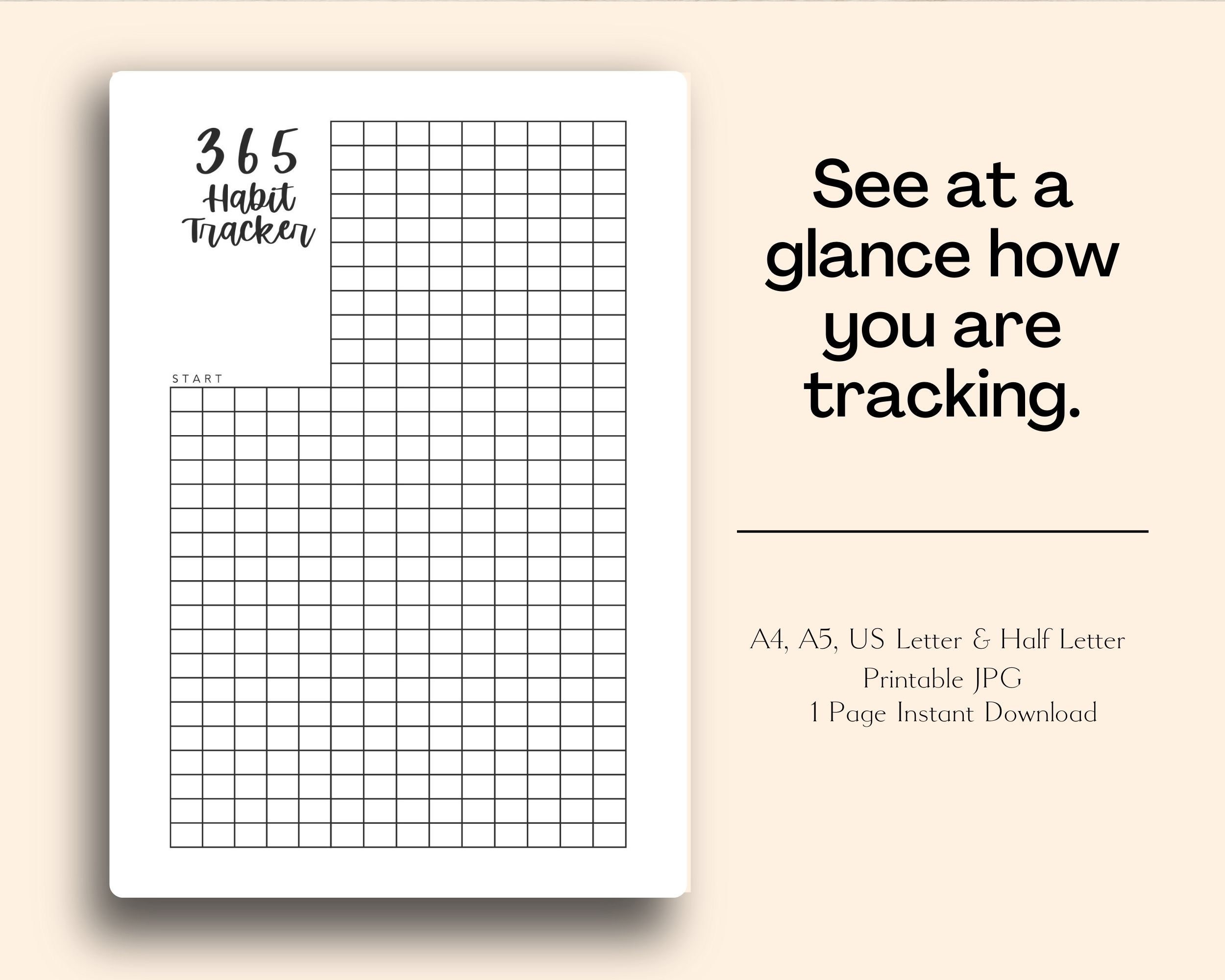 365 Habit Tracker Printable | A4, A5, US Letter & Half Letter Sizes - Etsy