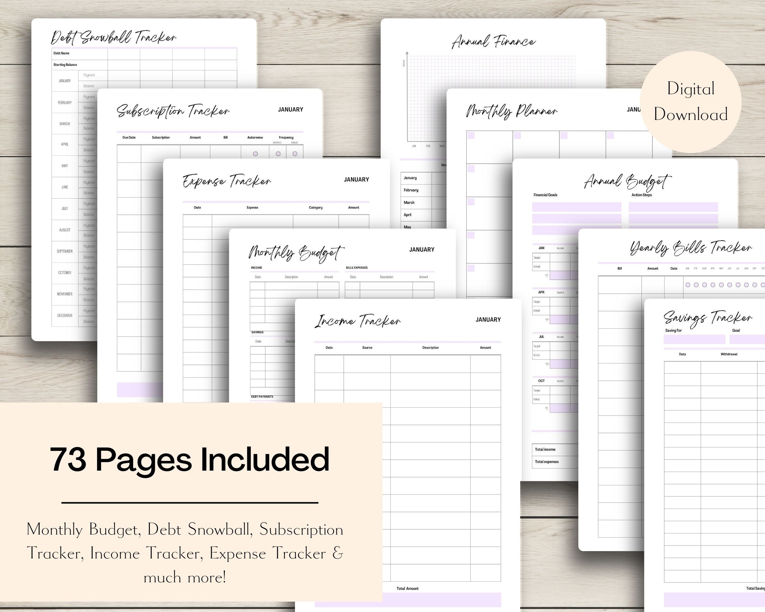 Purple Budget Planner Printable 73 Pages A4 A5 US Letter & - Etsy