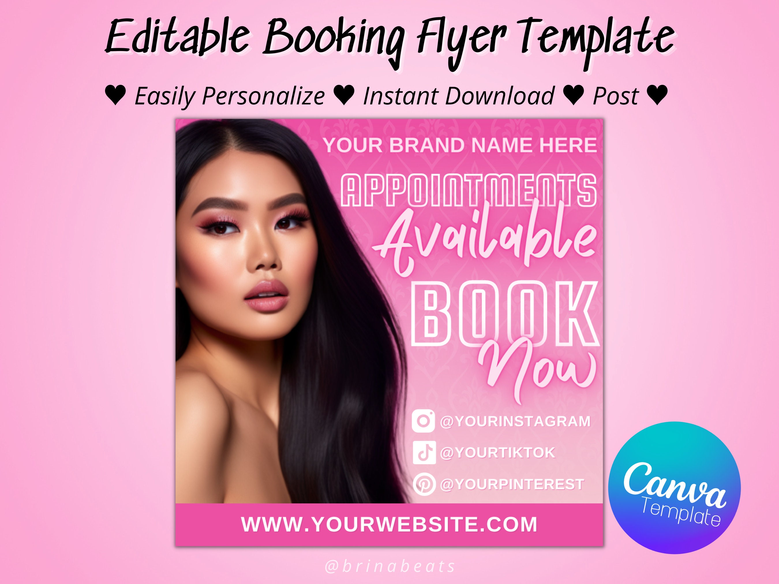 Editable Booking Flyer, Book Now, Appointments Available, Beauty, Hair ...