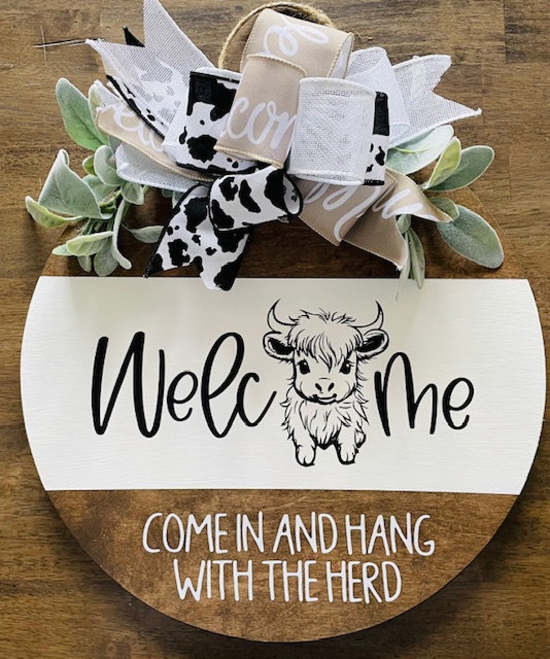 Highland Cow Welcome Door Hanger, Western Door Hanger, Cow Door Hanger ...