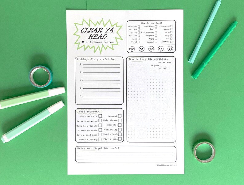 Mindfulness Notes Printable digital Download A4 Daily Planner Desk Pad ...