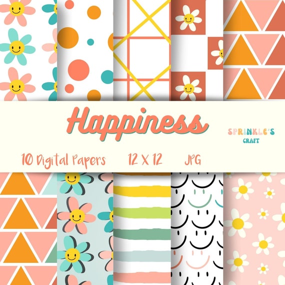 Groovy Digital Paper 12x12 Digital Paper Happiness Digital - Etsy