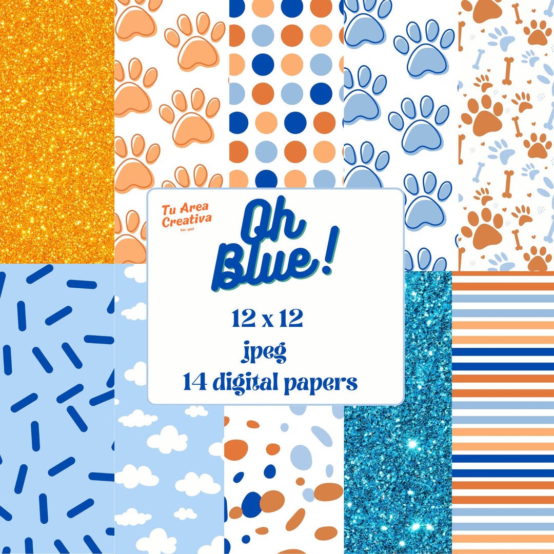Oh Blue Digital Paper Pack for Planners & Scrapbooking | Blue Printable ...