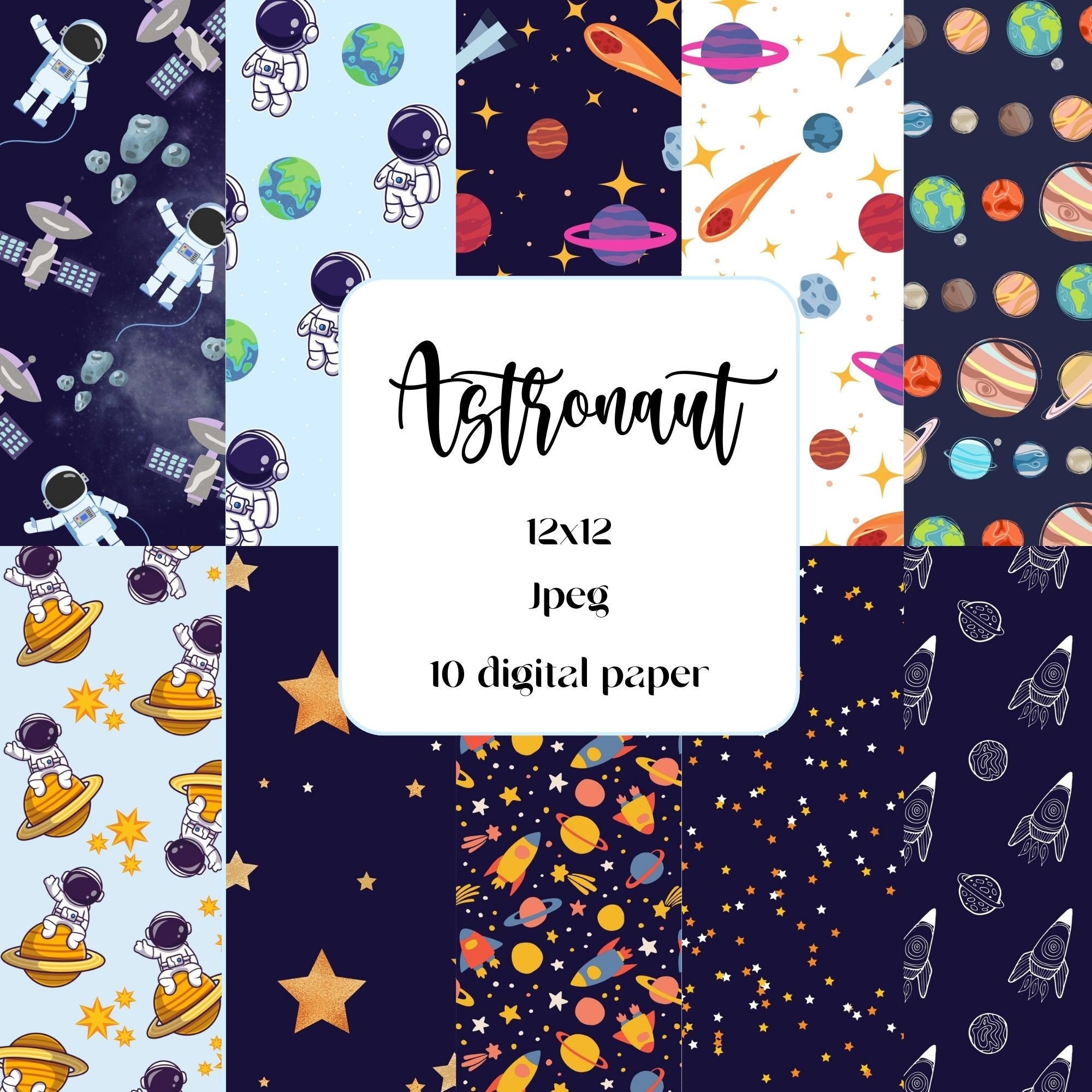 Astronaut Digital Paper | 12x12 Digital Paper | Astronaut Theme | Space ...