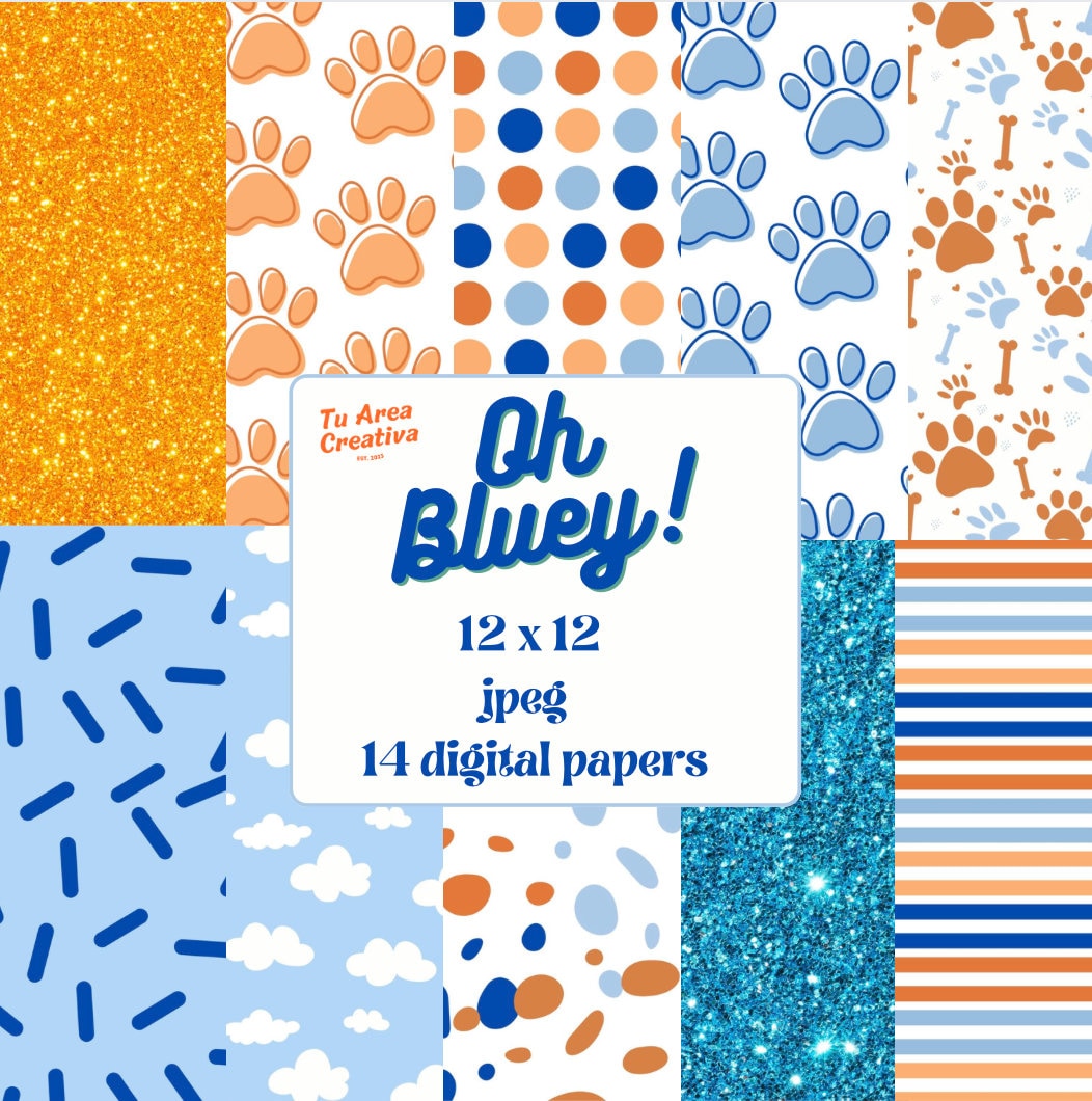 Oh Bluey Digital Papers Bluey Inspired 12x12 Digital Paper - Etsy