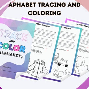 Alphabet Tracing and Coloring Book - Etsy