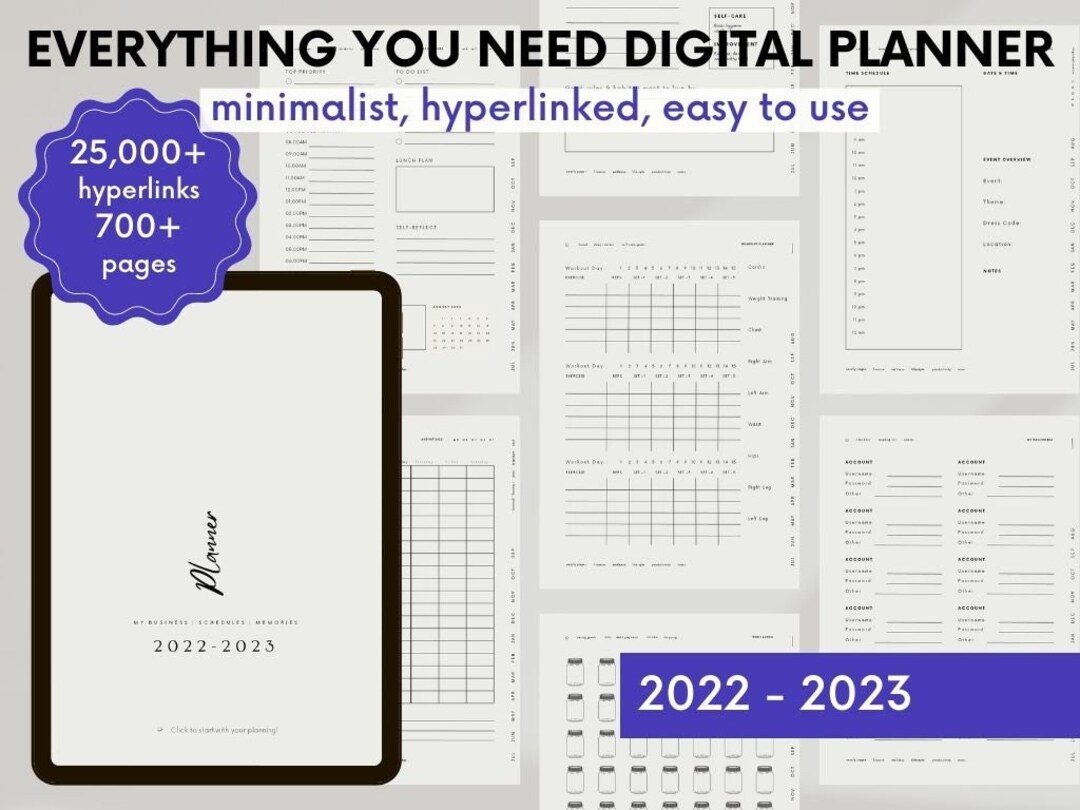 20222023 Hyperlinked Minimalist Digital Planner Goodnotes - Etsy