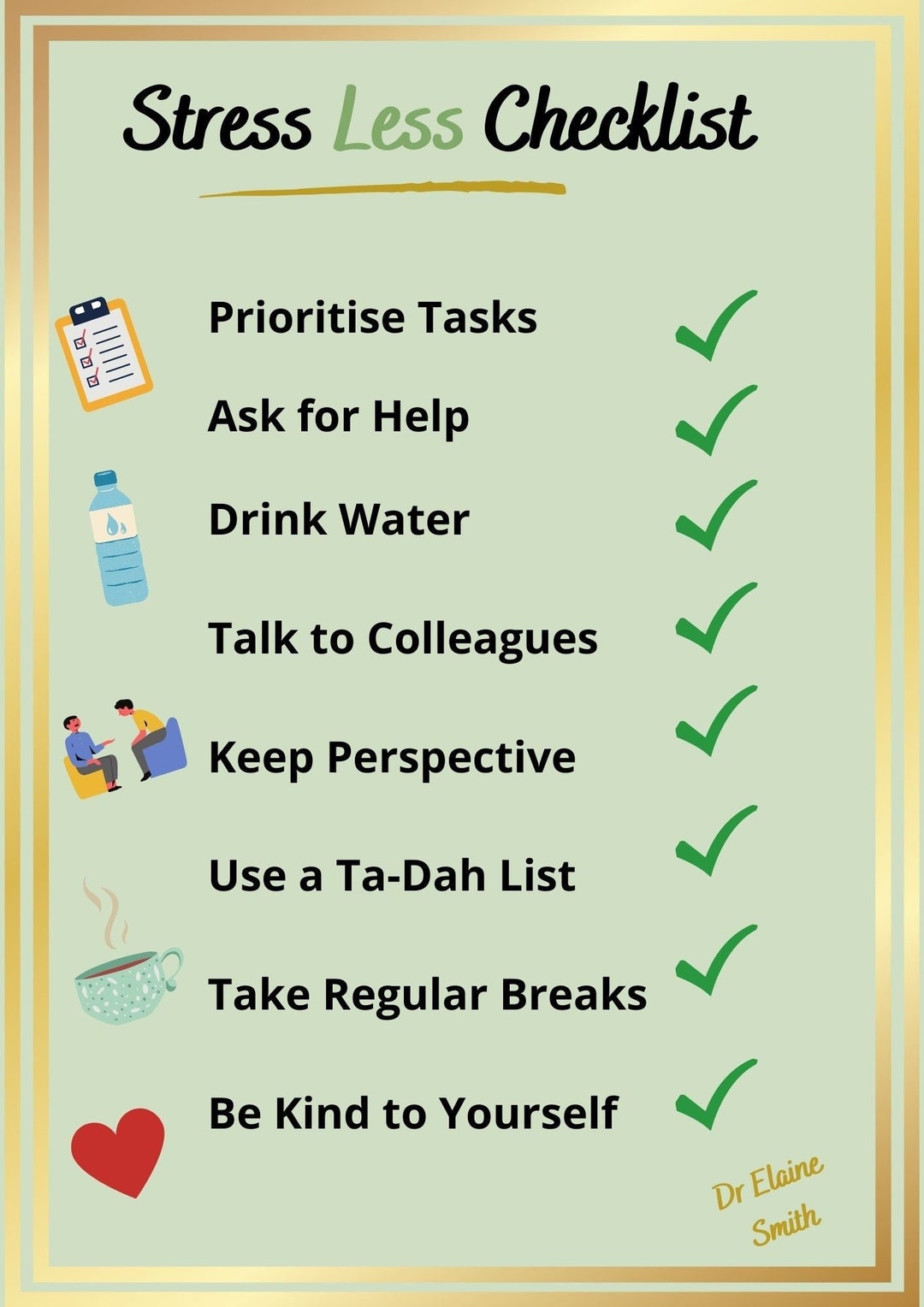 Stress Checklistoffice Arta4 Printablemental Health at - Etsy