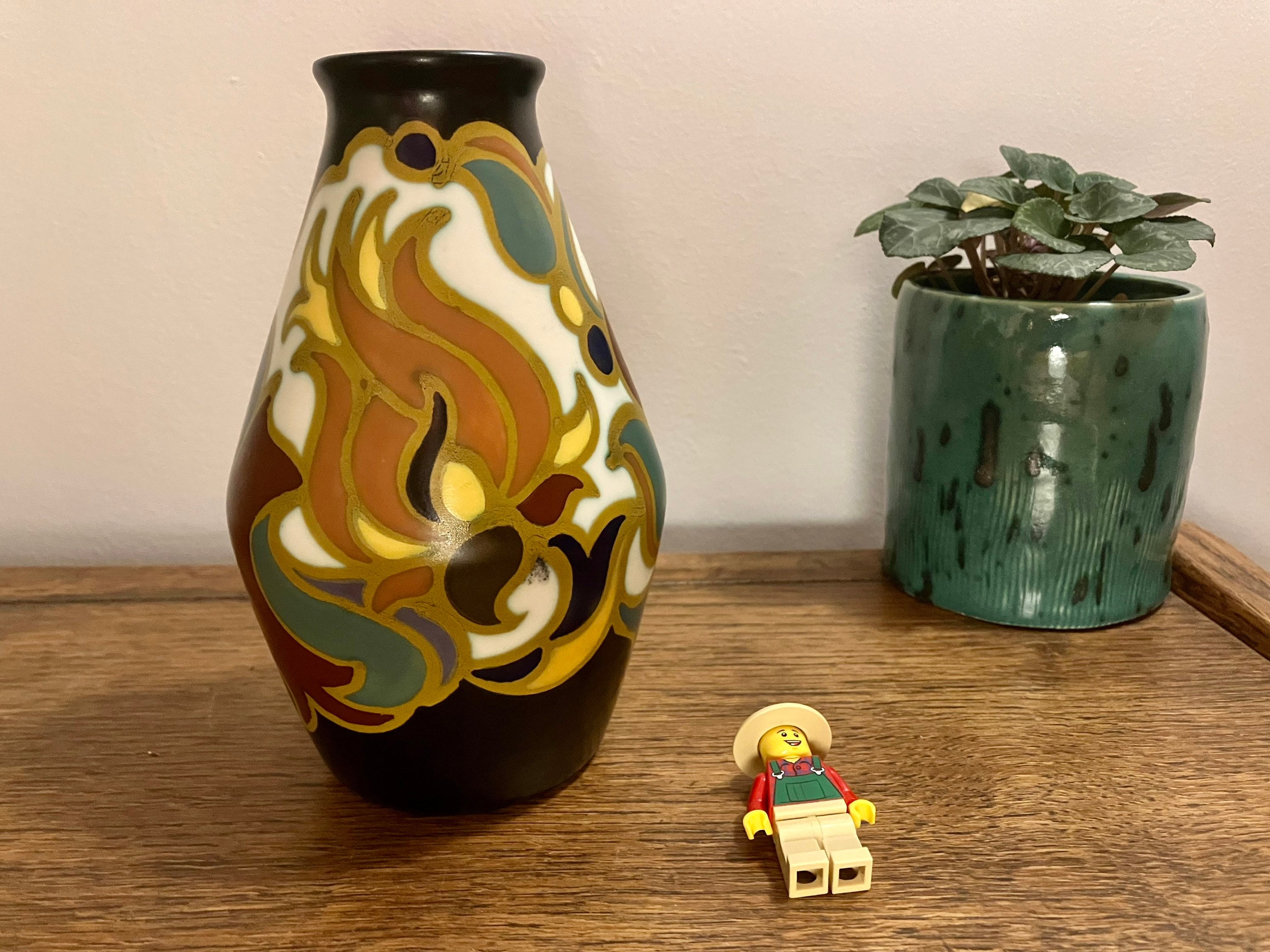 Gouda Zenith Pottery Vase With Floral Print Decor Ruby - Etsy