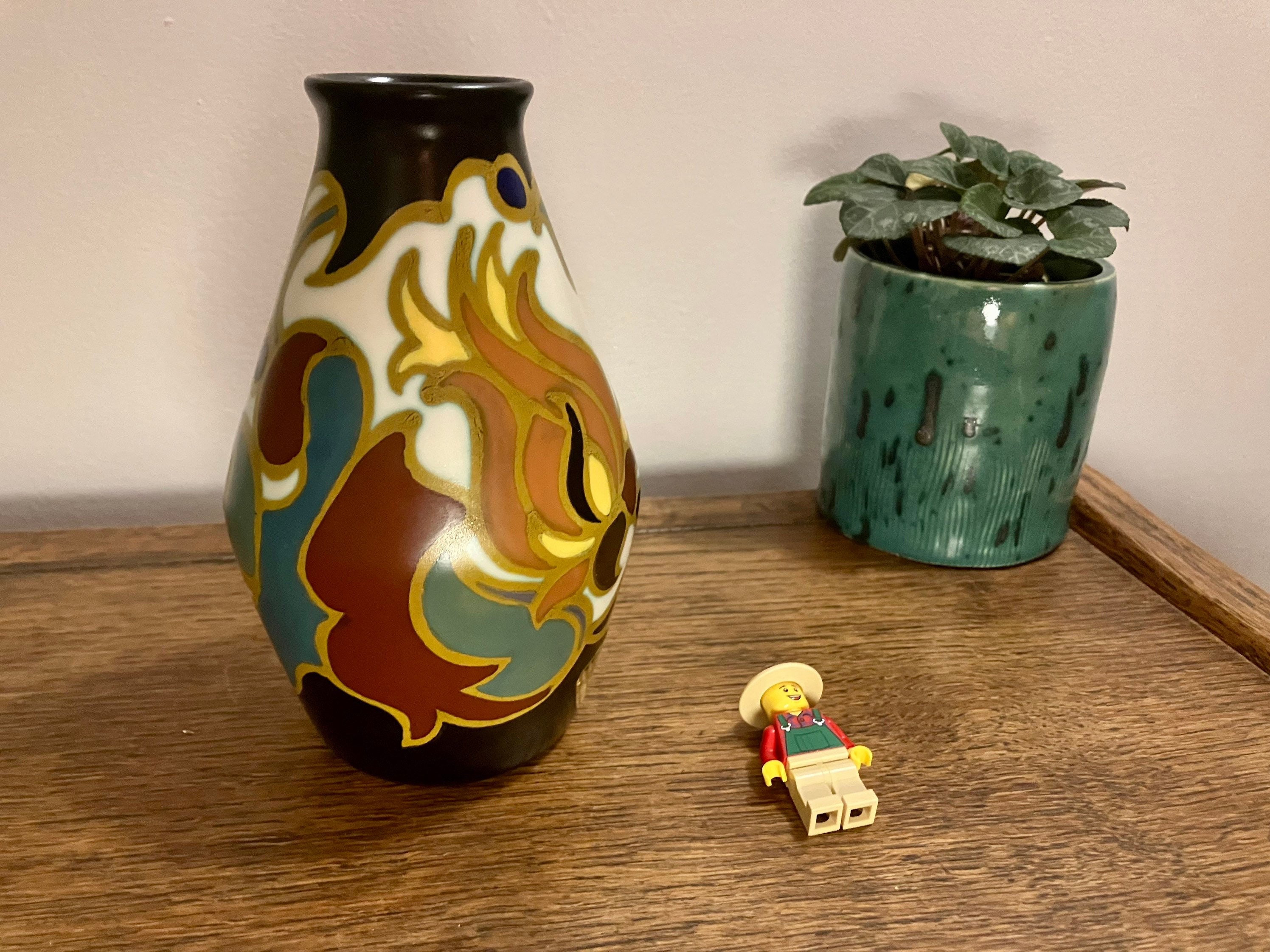 Gouda Zenith Pottery Vase With Floral Print Decor Ruby - Etsy