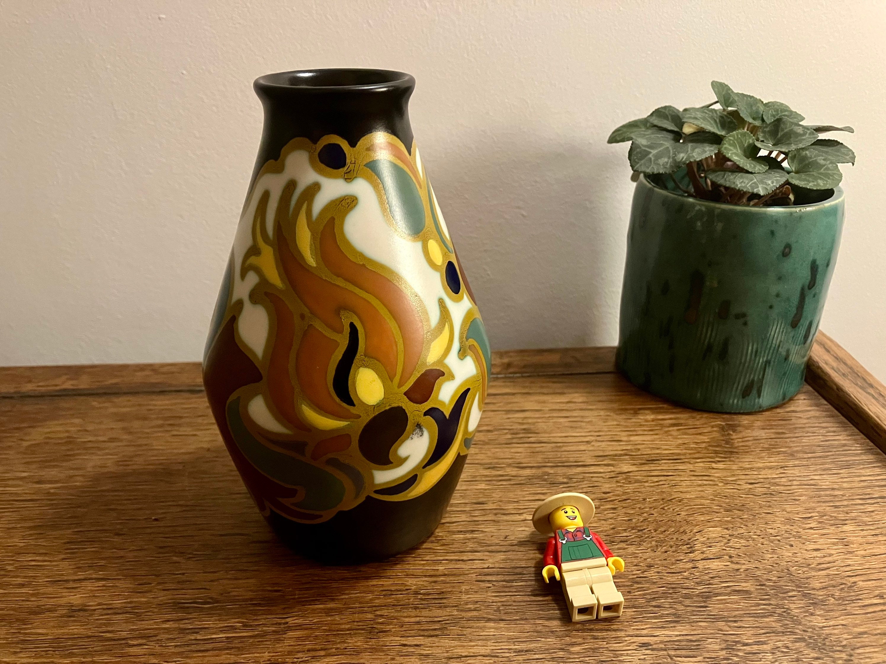 Gouda Zenith Pottery Vase With Floral Print Decor Ruby - Etsy