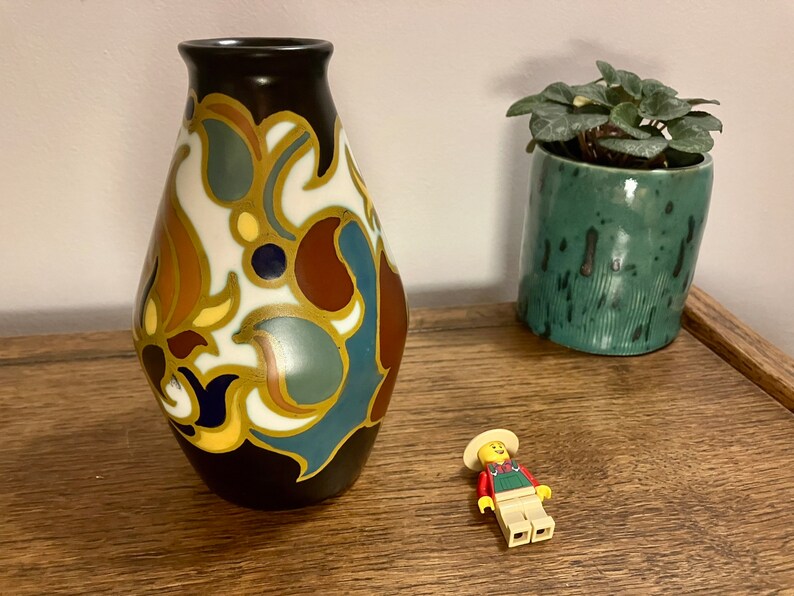 Gouda Zenith Pottery Vase With Floral Print Decor Ruby - Etsy
