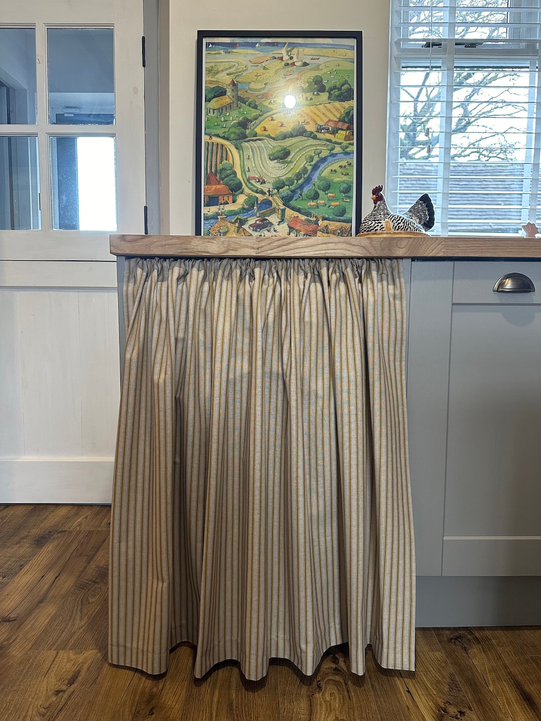 Kitchen Hideaway Curtain in Natural and Ochre Stripe, Cupboard Curtain ...