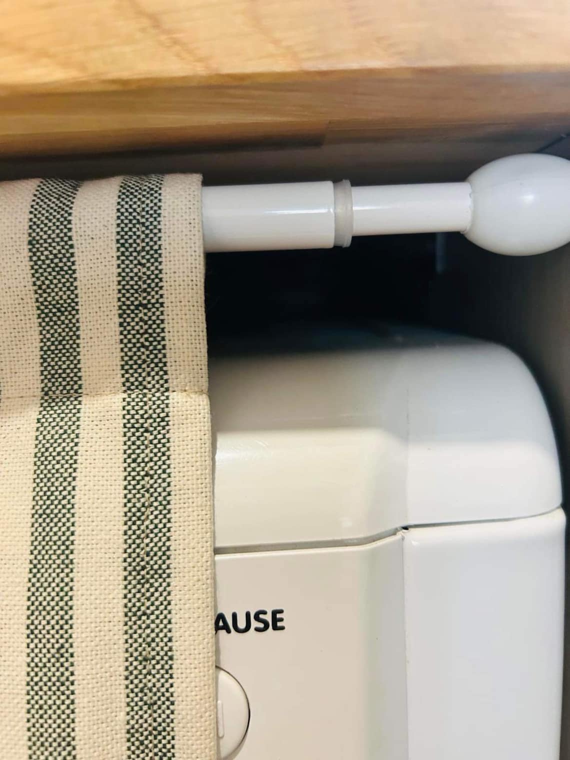 Green Striped Under Counter Curtain With Ruffle, Cupboard Curtain or ...
