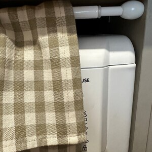 Gingham Hideaway Curtain With Frill in Beige, Cupboard Curtain, Kitchen ...