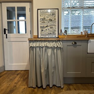 Gingham Hideaway Curtain With Frill in Beige, Cupboard Curtain, Kitchen ...