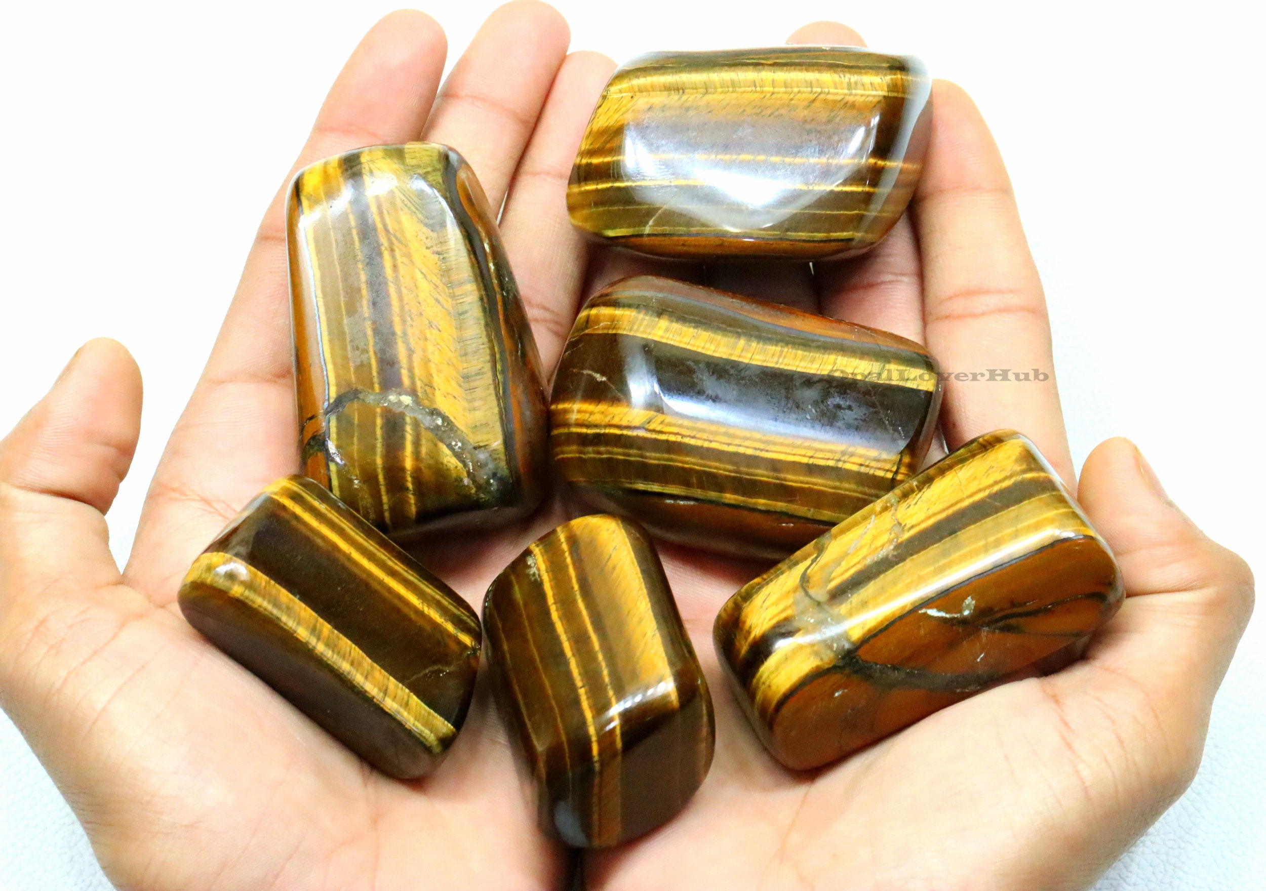 Gold Tiger Eye Tumbled Stones: Choose How Many Pieces premium Quality ...