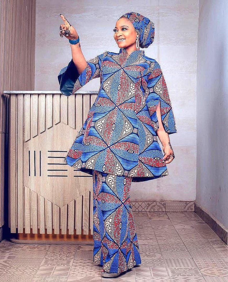 African Two Piece Skirt Set for Women, Ankara Skirt and Blouse - Etsy