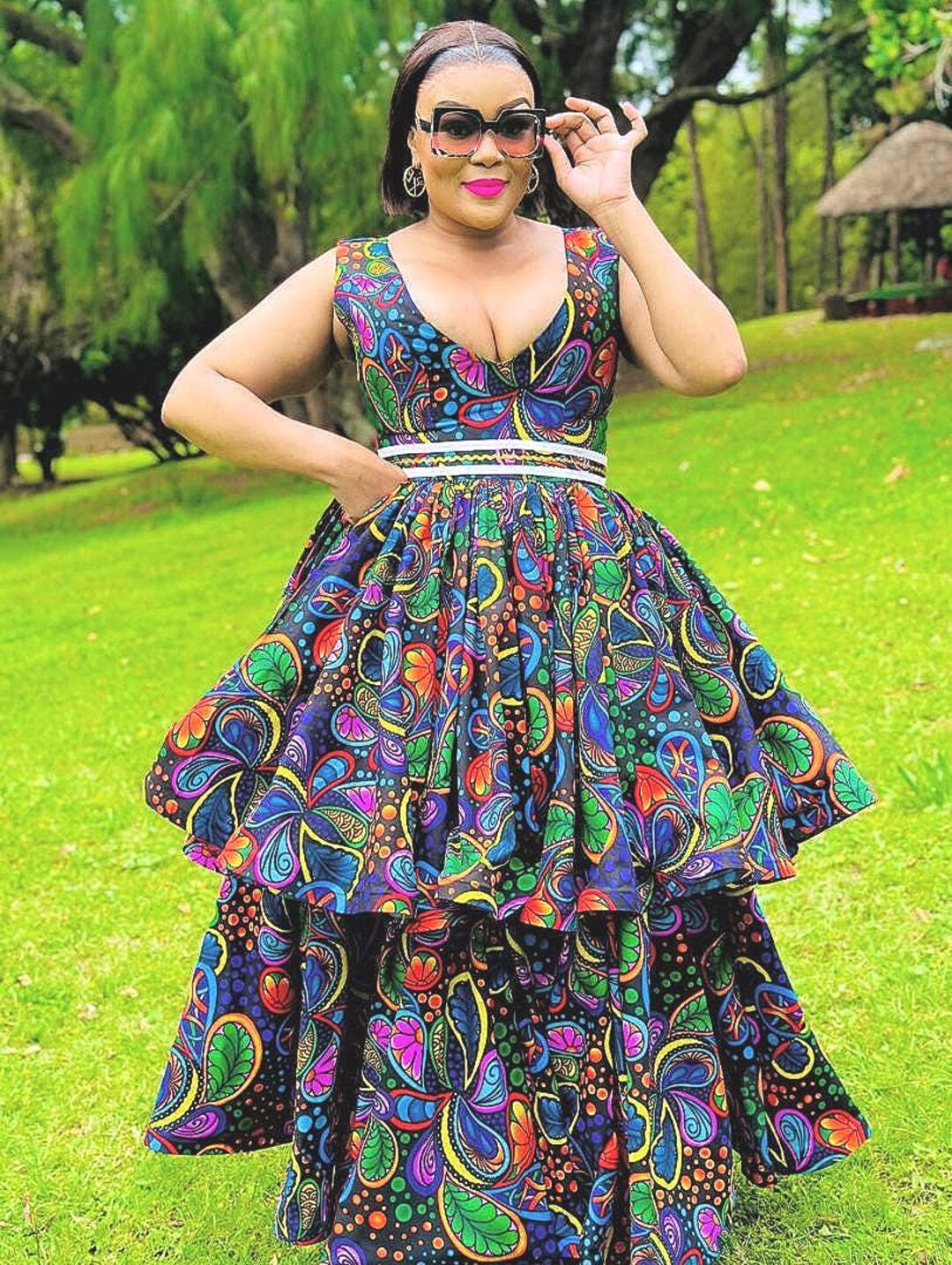 Double Flare African Plus Size Maxi Dress, Women Clothing, Ankara Gown ...