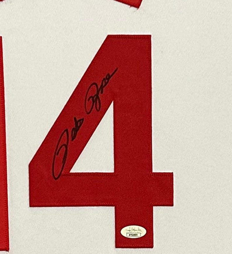 Pete Rose Framed Signed Stat White Jersey JSA Autographed Cincinnati ...