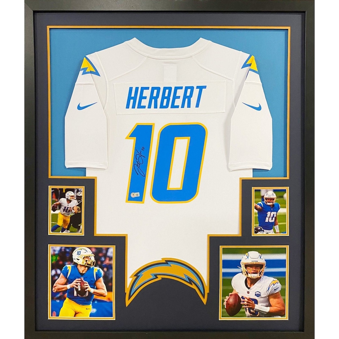 Justin Herbert Framed White Jersey Beckett Autographed Signed LA ...