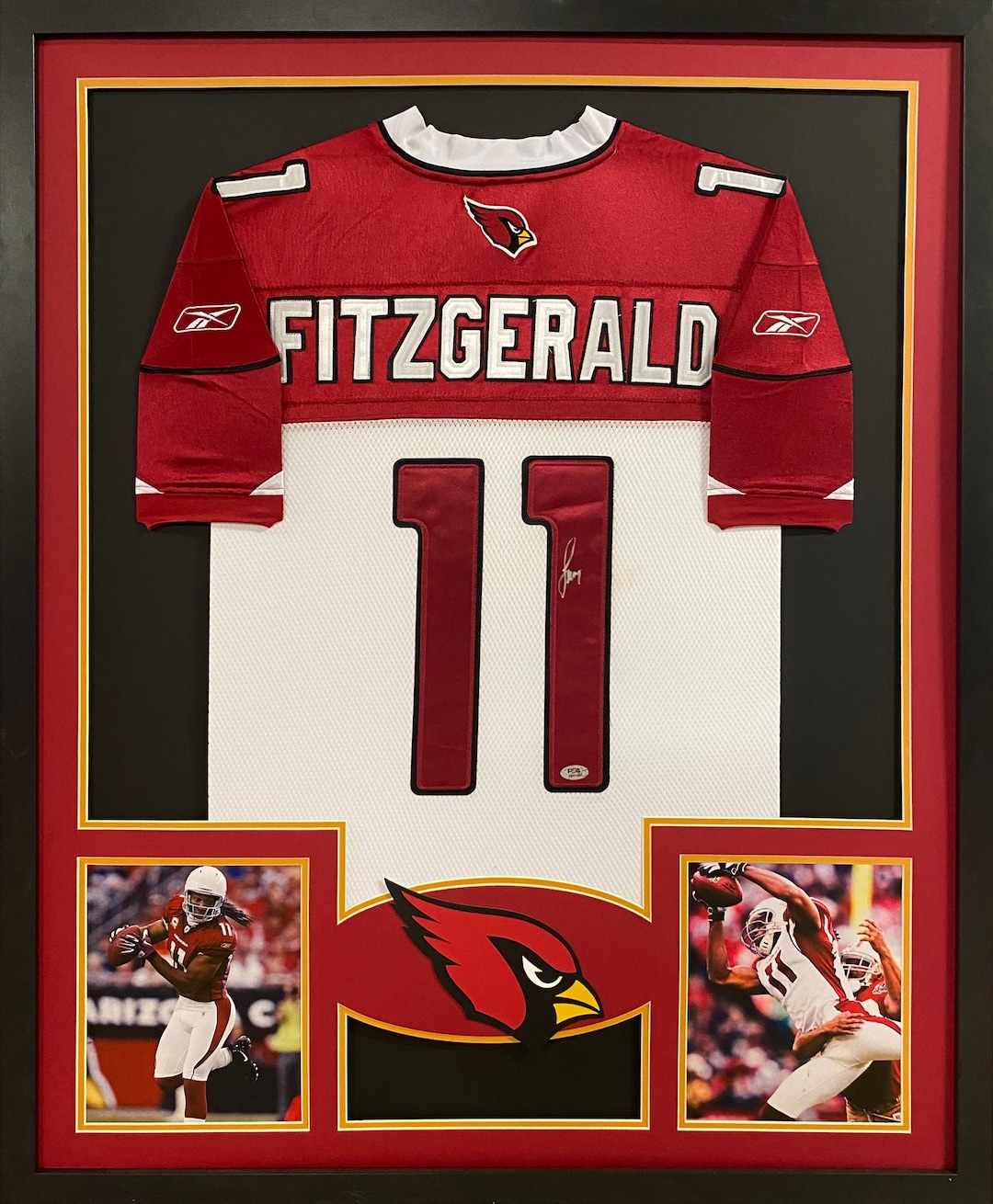 Larry Fitzgerald Signed Framed White Jersey PSA/DNA Autographed Arizona ...