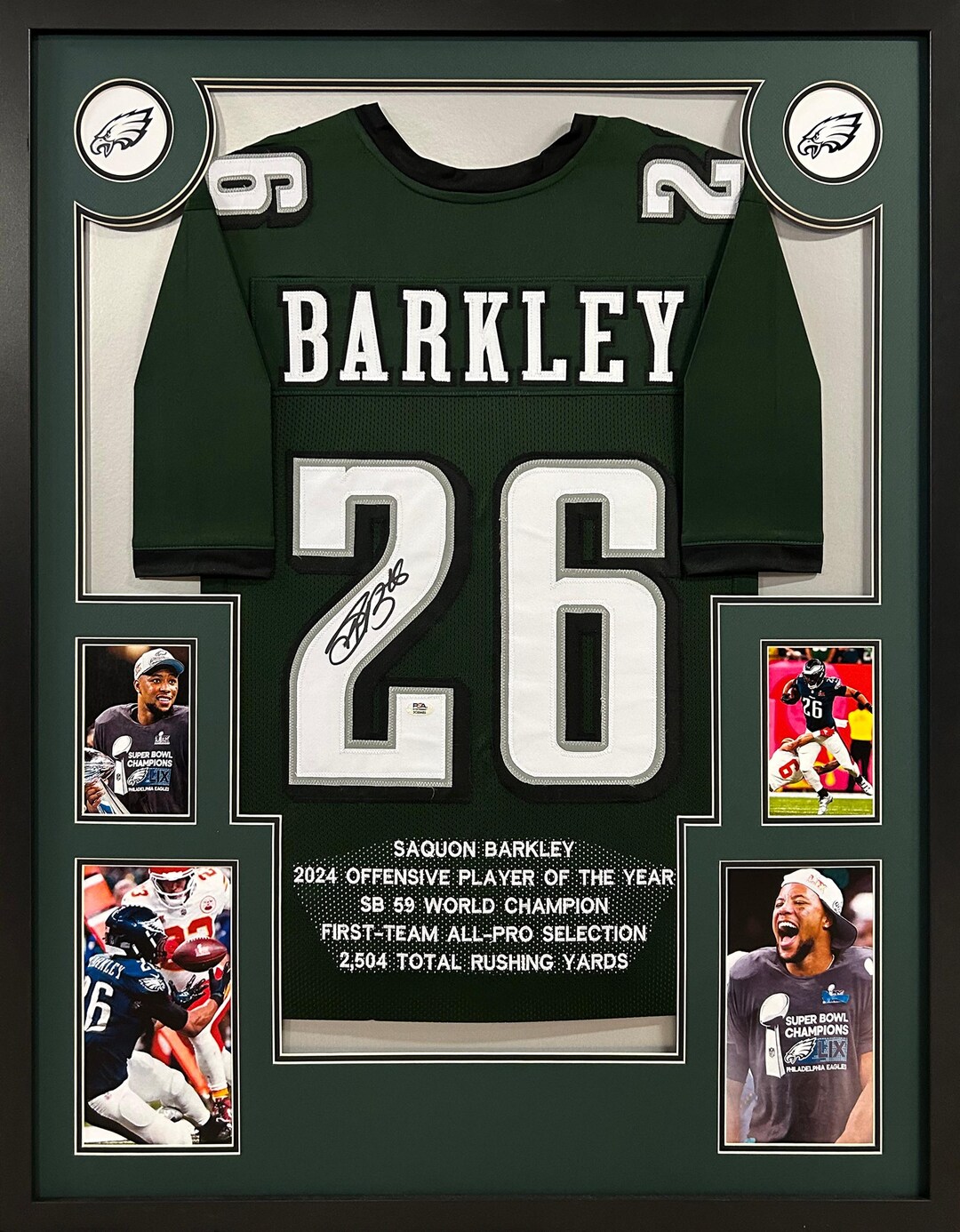 Saquon Barkley Framed Stat Jersey Beckett Autographed Signed ...