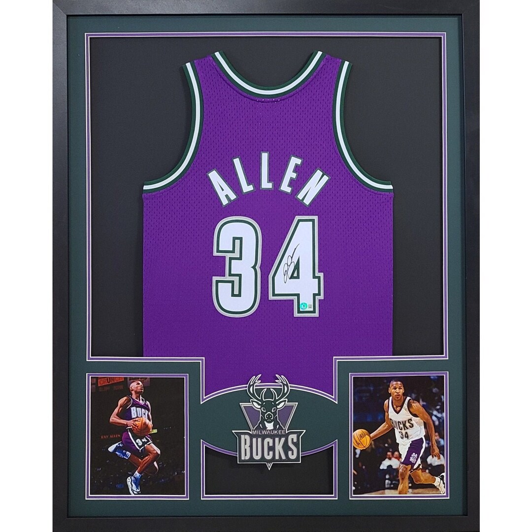 Ray Allen Framed Signed Milwaukee Bucks Jersey Beckett Autographed - Etsy