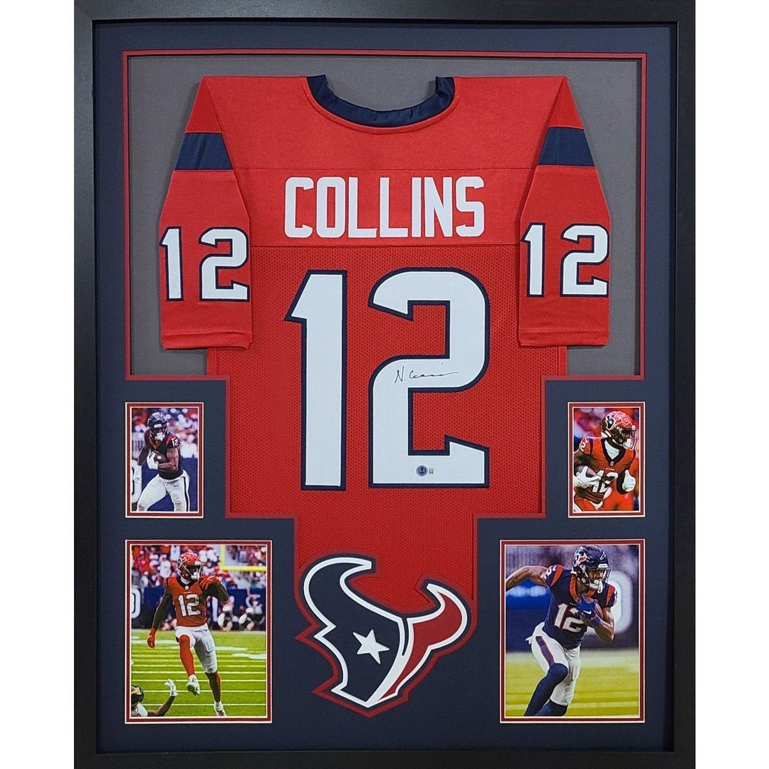 Nico Collins Framed Signed Red Jersey Beckett Autographed Houston ...