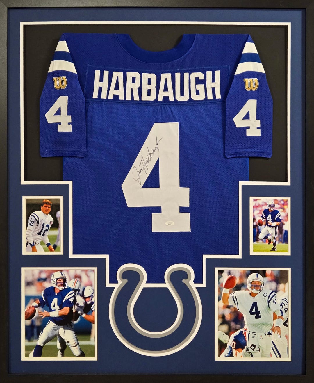 Jim Harbaugh Signed Framed Blue Jersey JSA Autographed Colts Team ...