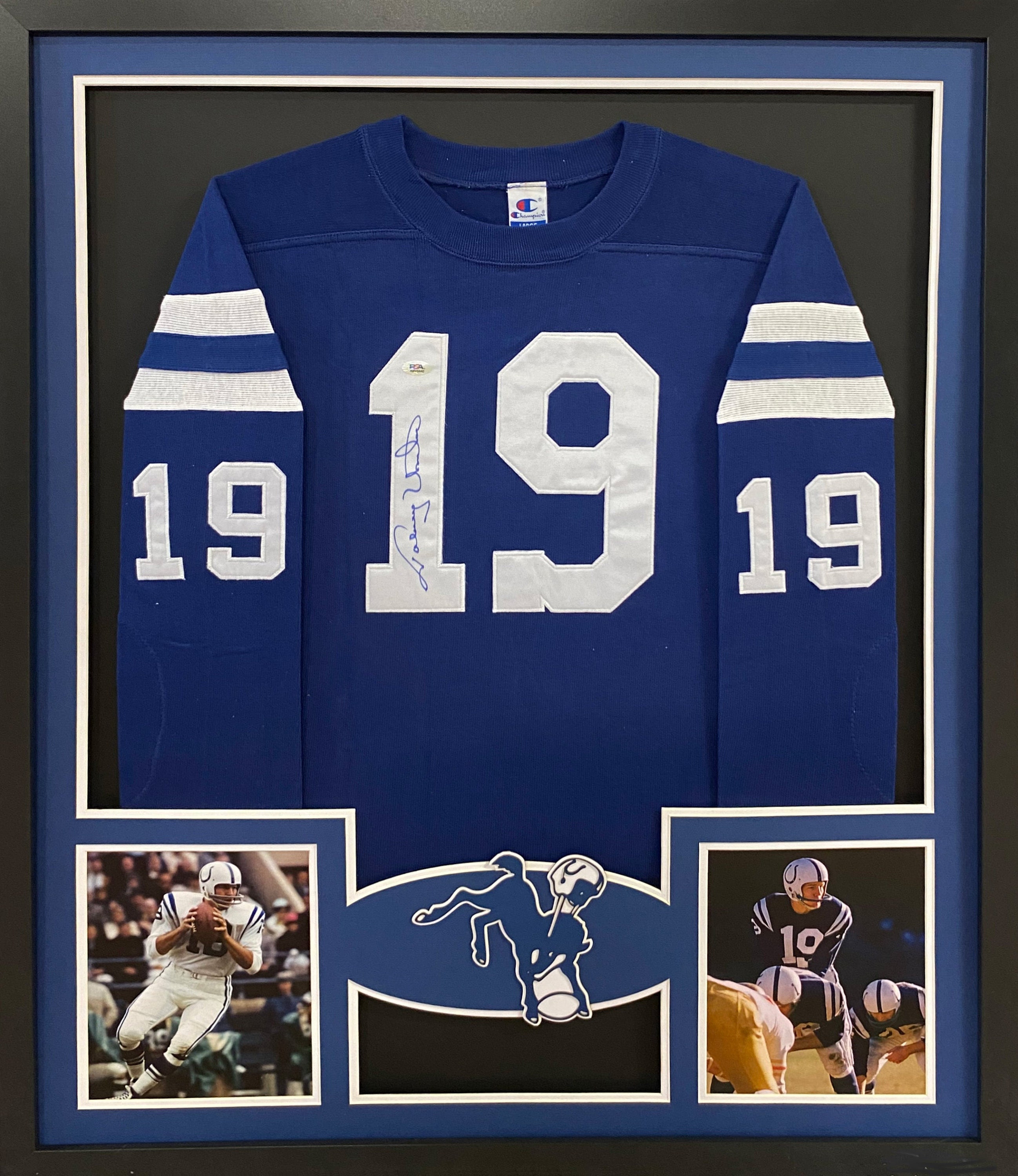 Johnny Unitas Framed Signed Baltimore Colts Jersey Psa Dna Autographed