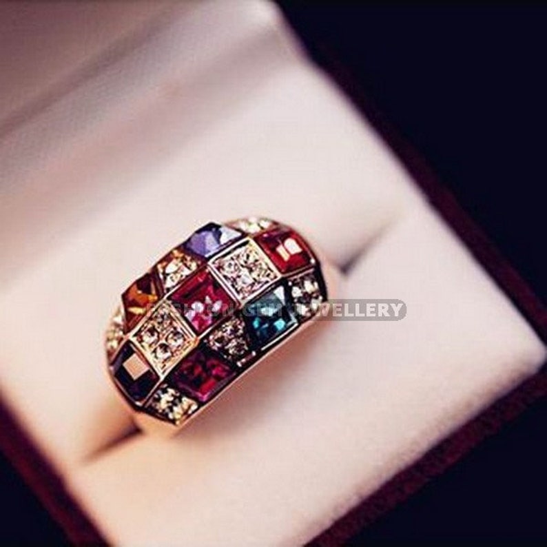 Blue Sapphire Emerald Amethyst-citrine Ring for Men 14k Gold Plated ...