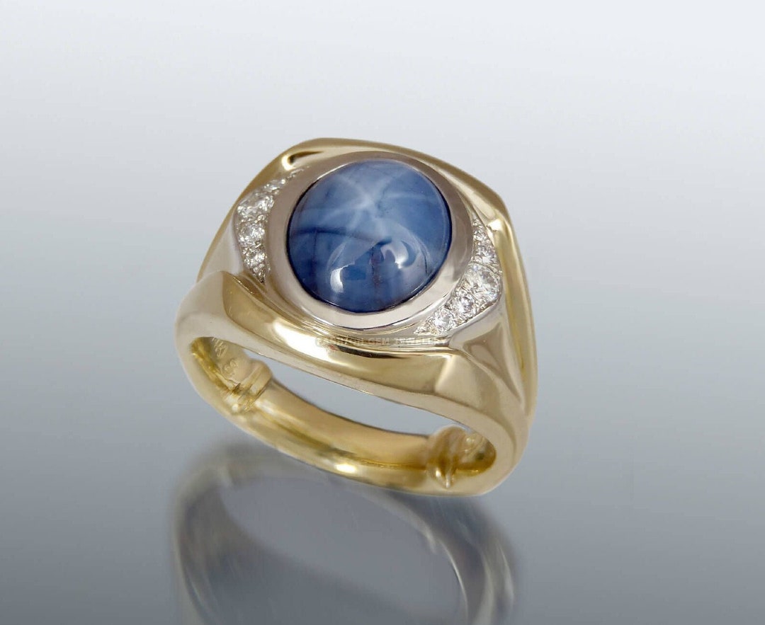 Linde Star Sapphire Ring 14k Gold Platted Silver Ring - Etsy