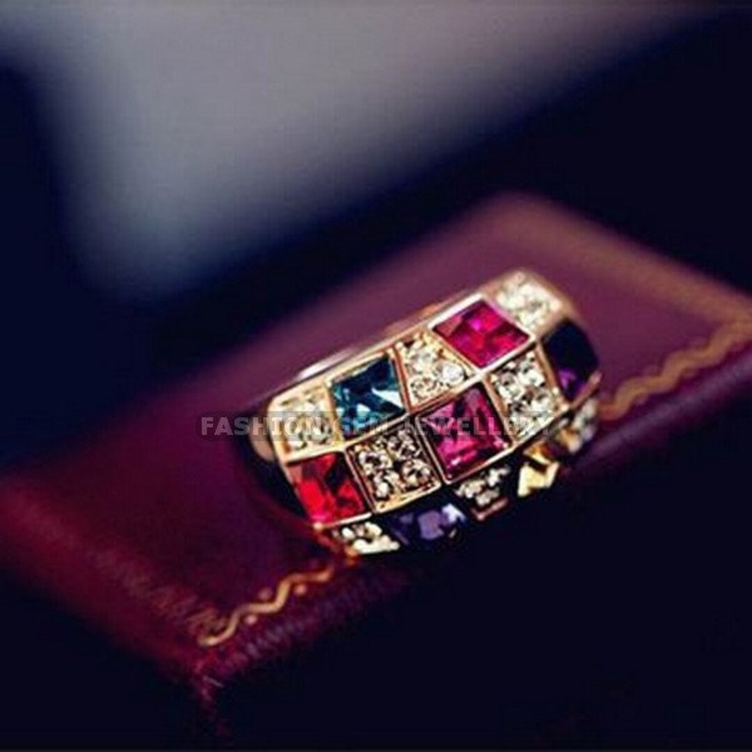 Blue Sapphire Emerald Amethyst-citrine Ring for Men 14k Gold Plated ...