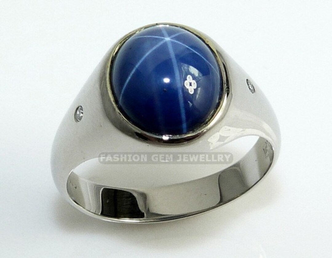 Linde Star Sapphire Engagement Rings for Women and Men's 10mm Round ...