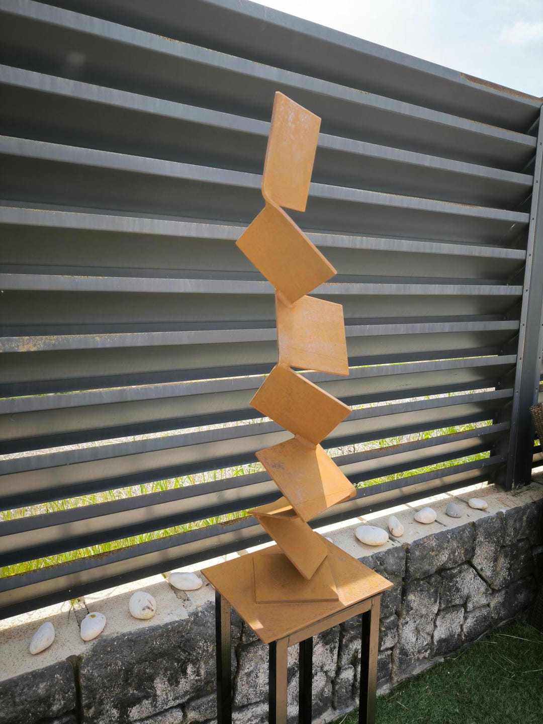 Geometric Sculpture / Rust Metal Artwork / Modern Home Decor / Modern ...