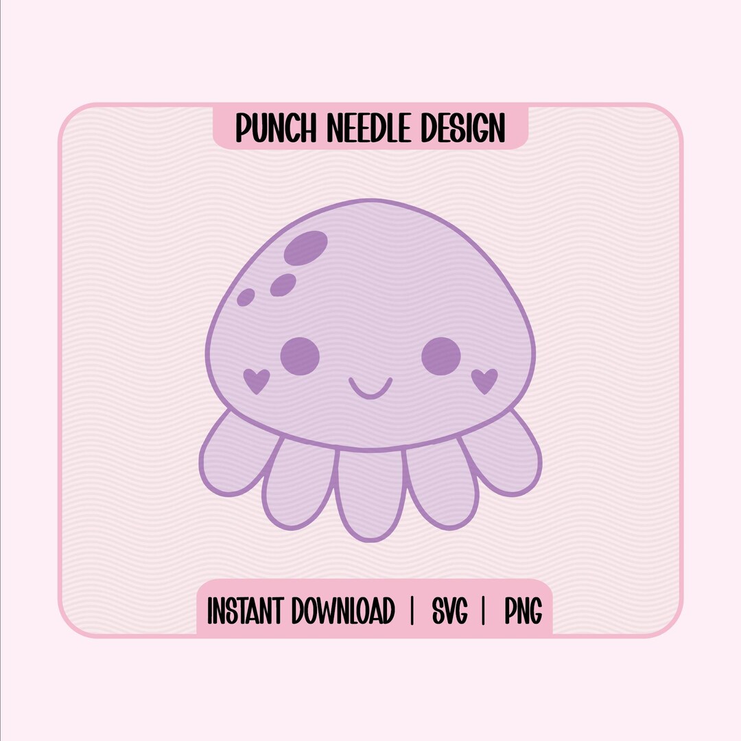 Cute Smiley Octopus Punch Needle Template Design SVG, PNG // Mug Rug ...