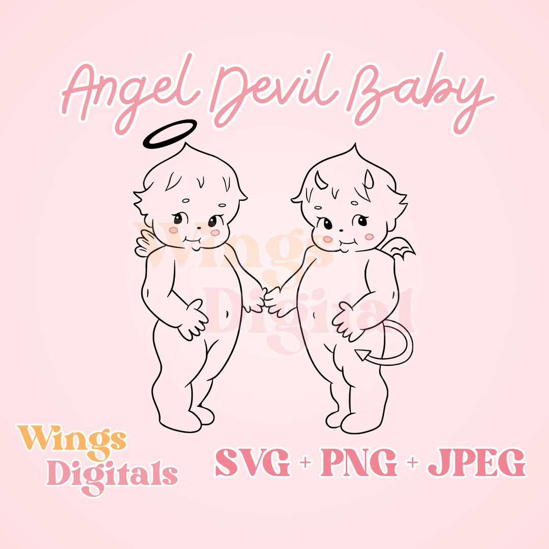 Angel Devil Baby Layered SVG, PNG, JPEG - Etsy