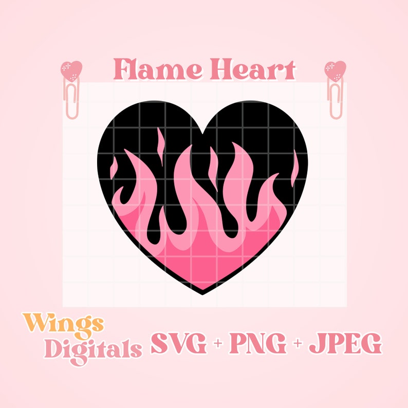 Flame Heart Layered/outline SVG, PNG 300dpi, JPEG Pdf // Trendy, Punch ...