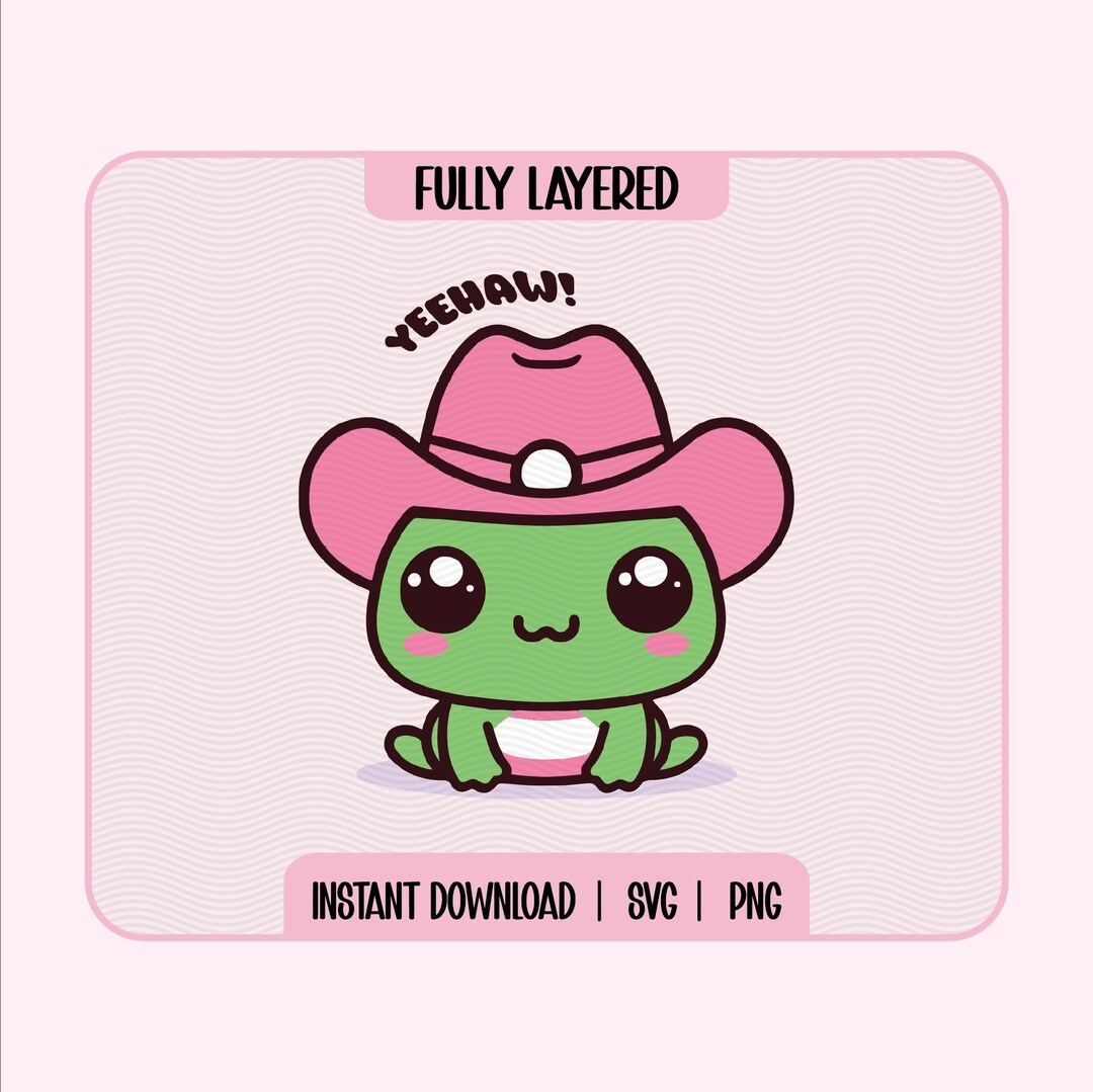 Trendy Kawaii Cute Cowboy Frog Layered SVG and PNG // Yeehaw Trendy ...