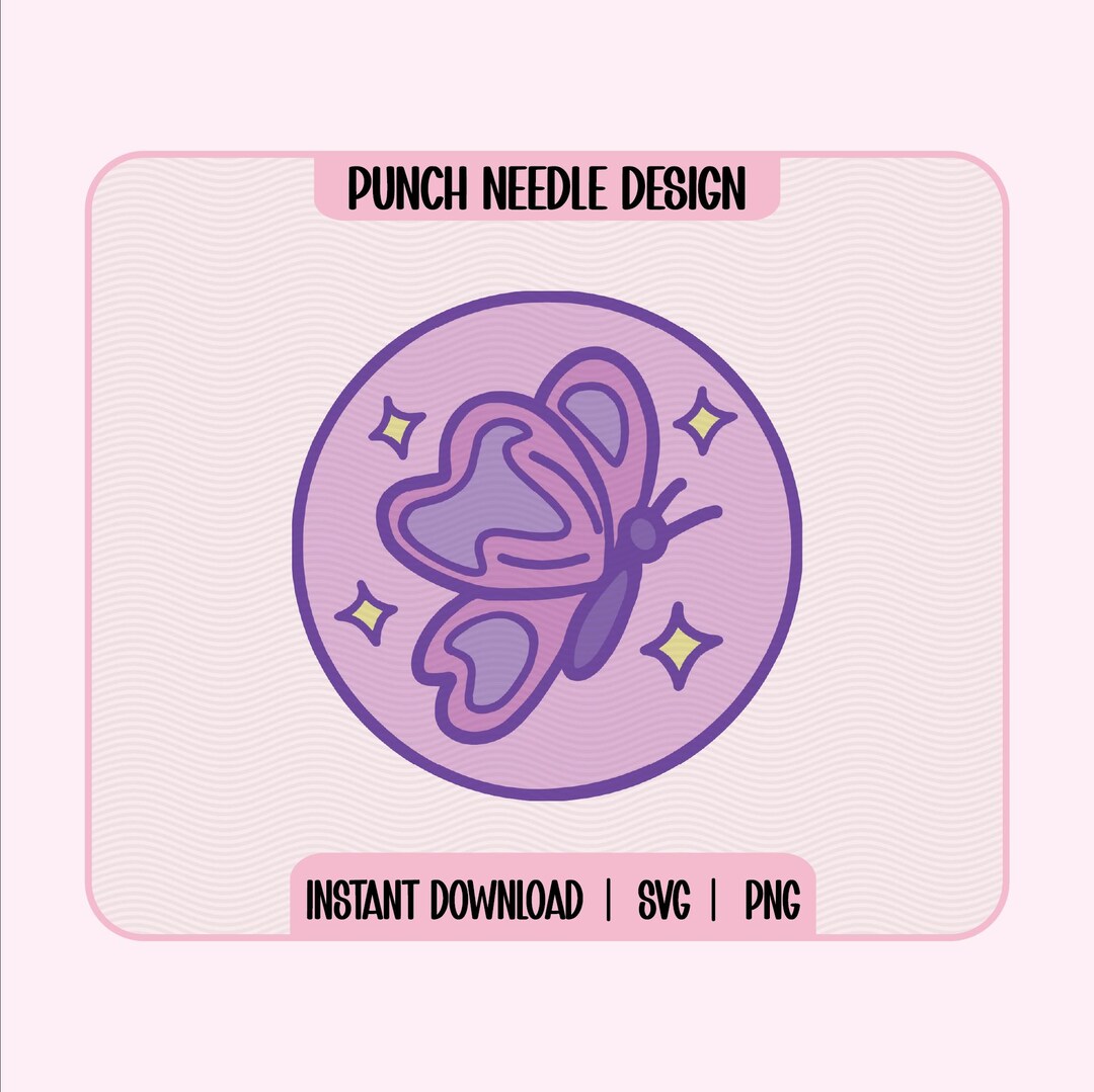 Butterfly Punch Needle Template SVG & PNG // Coaster Mug Rug Coquette ...
