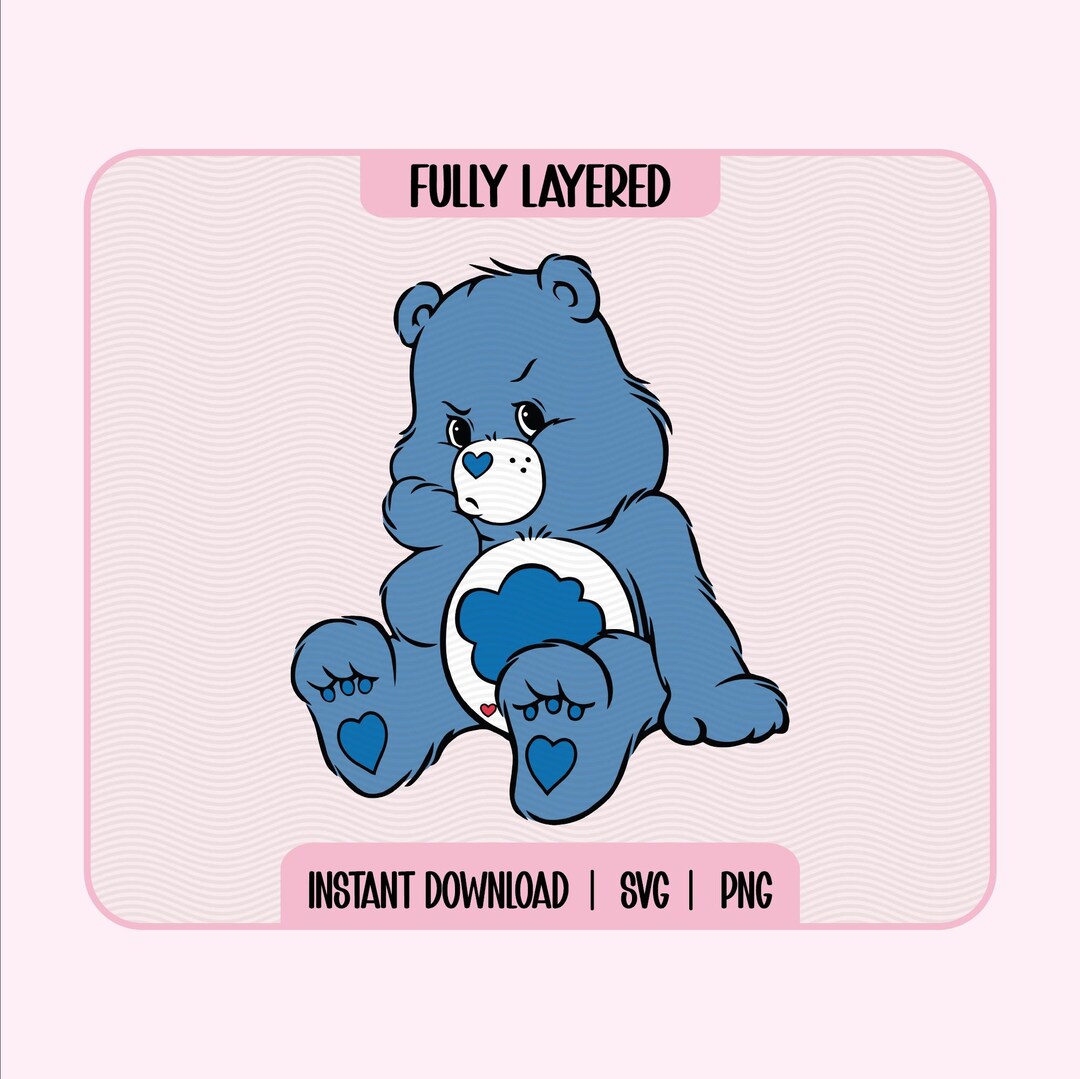 Grumpy Care Bear Cloud - Layered SVG and 300dpi PNG // Sad Angry Mad ...