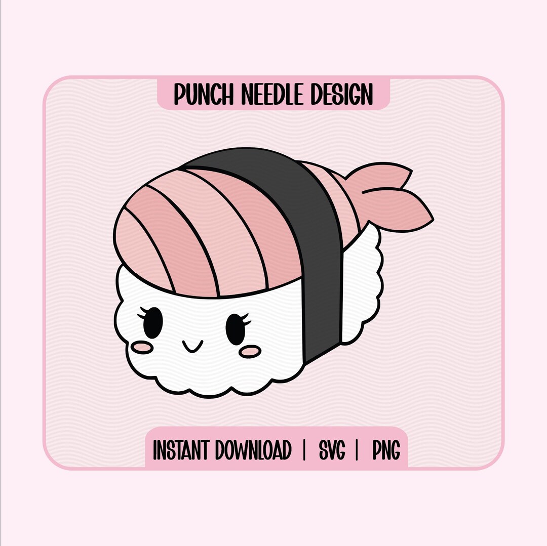 Smiley Nigiri Sushi Punch Needle Template SVG, PNG // Mug Rug Design - Etsy